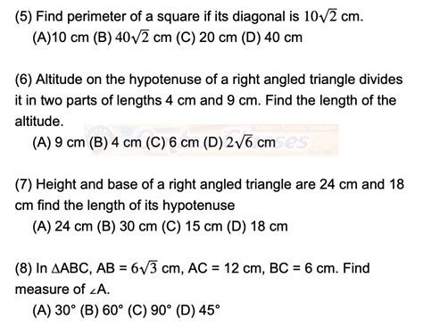 Education Problem Set 2 Pythagoras Theorem Maths Ii Ssc 10th