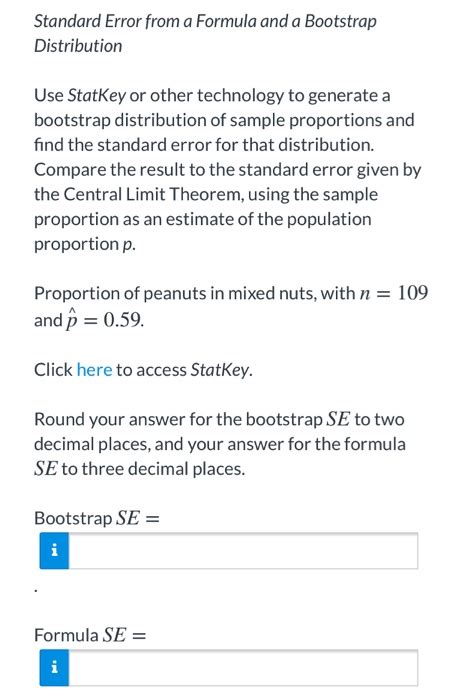 Solved Standard Error From A Formula And A Bootstrap