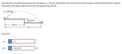 Solved A Projectile Is Launched From Point A With Speed Vo Chegg