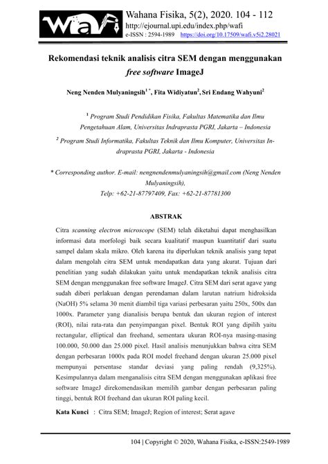 Pdf Rekomendasi Teknik Analisis Citra Sem Dengan Menggunakan Free Software Imagej