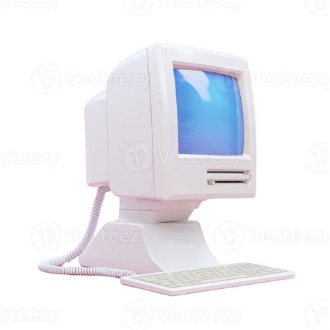 Retro Style Computer With Crt Monitor And Keyboard Evokes Nostalgia Vintage Design Features
