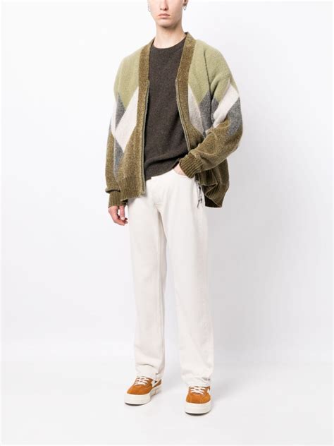 Five Cm 아가일 체크 패턴 V넥 가디건 그린 Farfetch Kr