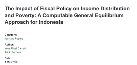 The Impact Of Fiscal Policy On Income Distribution And Poverty A