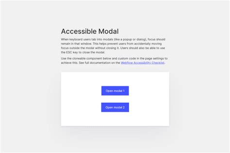 Accessible Modal Component Webflow