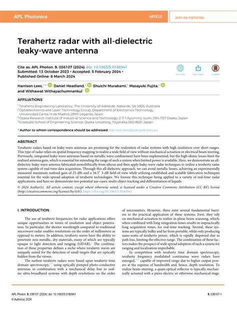 Pdf Terahertz Radar With All Dielectric Leaky Wave Antenna