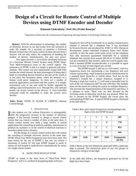 pdf design of a circuit for remote control of multiple devices using