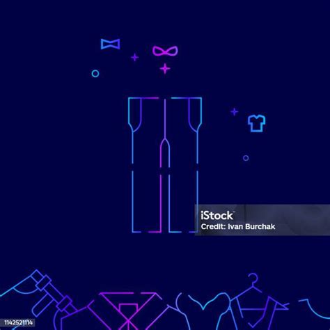 남자의 바지 벡터 라인 아이콘 어두운 파란색 배경에 그림 관련 된 아래쪽 테두리 0명에 대한 스톡 벡터 아트 및 기타 이미지