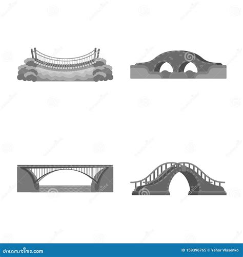 isolated object of design and construct logo set of design and bridge