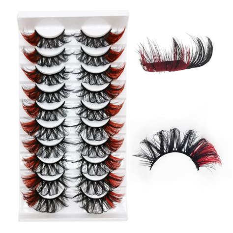 Wispy Colored Red Lashes Cute 3d Dramatic Colorful Eye Lashes Mink Fluffy Long 25mm
