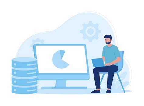 Premium Vector Backup Server Data Concept Flat Illustration