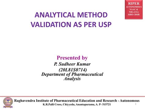 Analytical Method Validation As Per Usp Pptx