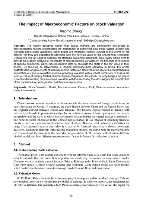 Pdf The Impact Of Macroeconomic Factors On Stock Valuation