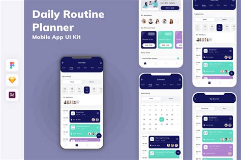 daily routine planner app ui kit an ui kit template by uicube