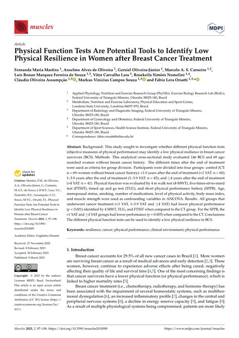 Pdf Physical Function Tests Are Potential Tools To Identify Low
