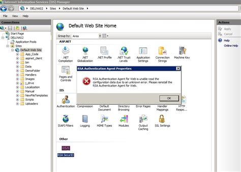 solved rsa authentication agent 7 0 for web issue on iis 7 experts