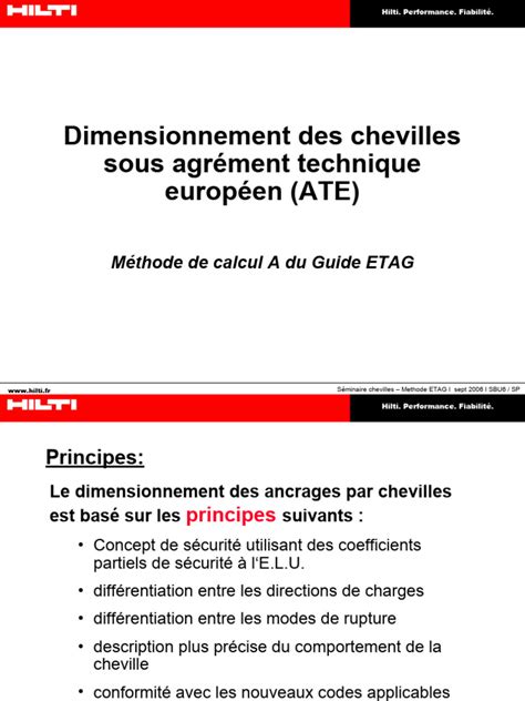 Methode Etag Chevilles Pdf Contrainte De Cisaillement Béton Armé