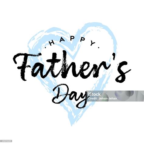 Happy Father Day Lettering Text On Blue Hand Drawn Heart Stock ...