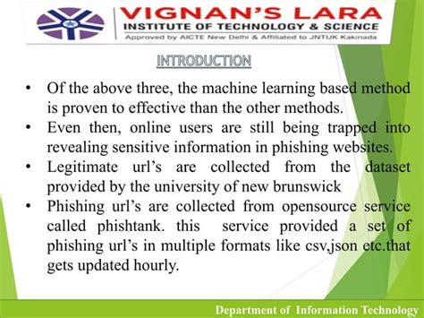 Detection Of Phishing Website From Urls By Using Classification Techniques Projectpptx