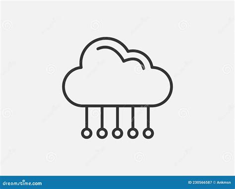 Technology Icon Vector Cloud Computing Connection Big Data Global Server Line Design Symbol