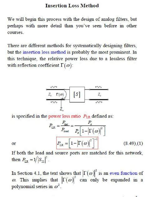 filter design by insertion loss pdf
