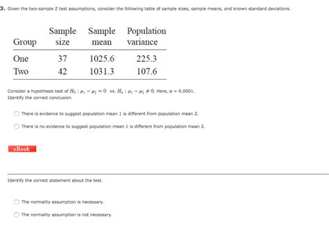 Solved Given The Two Sample Z Test Assumptions Consider The