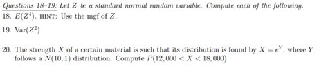 Solved Questions Let Z Be A Standard Normal Random Chegg
