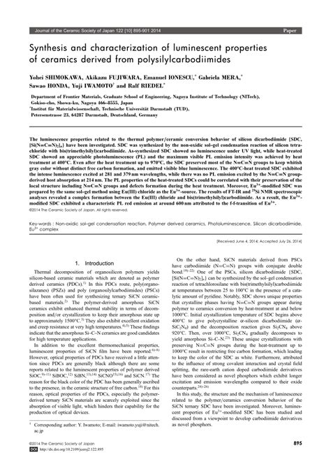 Pdf Synthesis And Characterization Of Luminescent Properties Of Ceramics Derived From