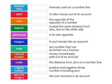 Integer Vocabulary Une Las Parejas