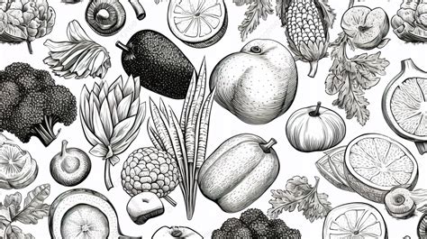 벡터 배경 원활한 흑백 잉크 손으로 그린 야채와 과일 패턴 세트 스케치 패턴 사과 그림 사과 패턴 배경 일러스트 및 사진 무료 다운로드 Pngtree