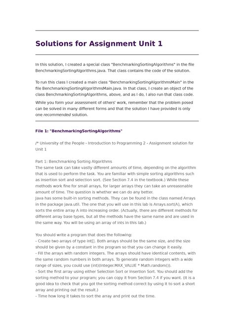 Solutions For Assignment Unit 1 Solutions For Assignment Unit 1 In