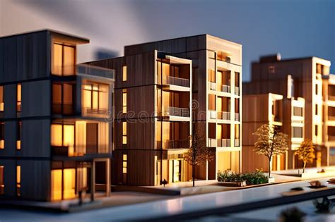 Modern Architectural Model Crafted From Polished Wood Stock