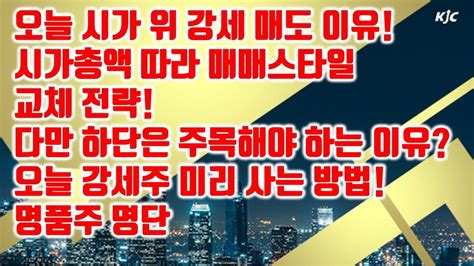 김종철 원포인트레슨 오늘 시가 위 강세 매도 이유 시가총액 따라 매매스타일 교체 전략 다만 하단은 주목해야 하는 이유 오늘 강세주 미리 사는 방법 명품주 명단