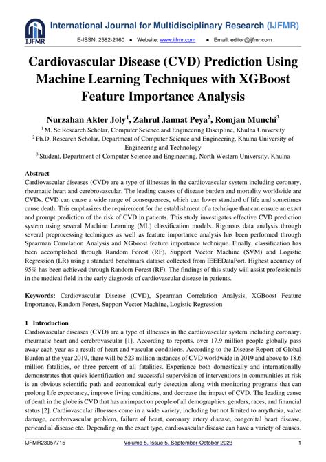 pdf cardiovascular disease cvd prediction using machine learning