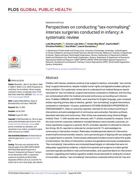 PDF Perspectives On Conducting Sex Normalising Intersex Surgeries Conducted In Infancy A