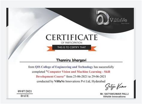 Bhargavi Thanniru On Linkedin Successfully Completed The Computer Vision And Machine Learning