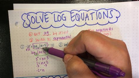 Solve Log Equations SS YouTube