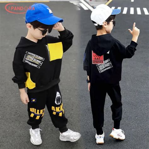 Ip เด็กสองชิ้นสูทเด็กสูทเด็กชายกลางและใหญ่ชุดกีฬา Th