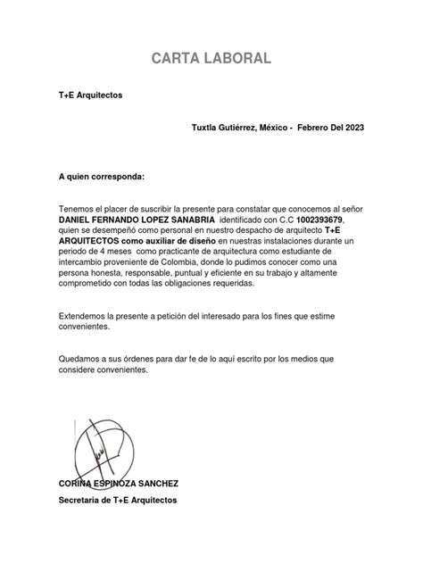 Carta De Empresa A Empleado Carta De Recomendación Laboral Ejemplos