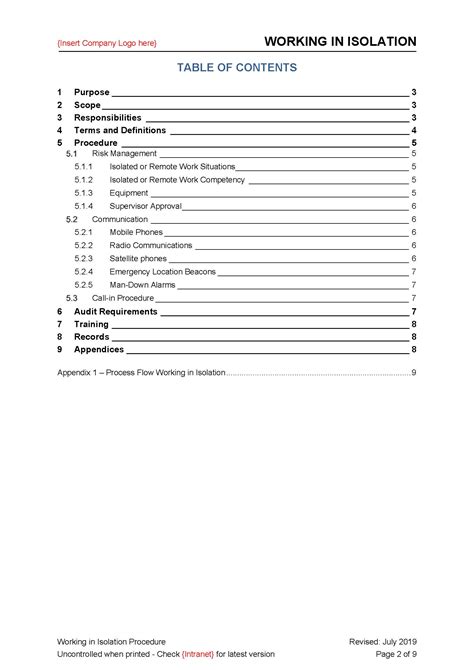 Working In Isolation Procedure Beyond Your Horizon Resource Centre