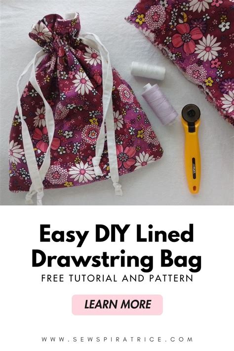 Easy Diy Lined Drawstring Bag Free Pattern Lined Draw String Bag