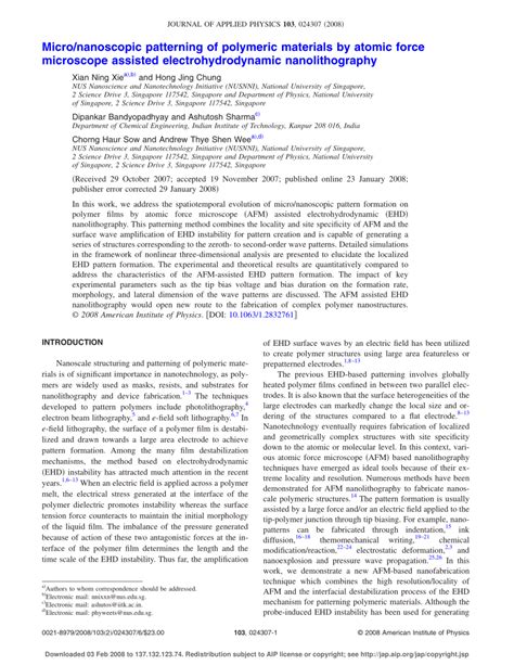 Pdf Micro∕nanoscopic Patterning Of Polymeric Materials By Atomic Force Microscope Assisted