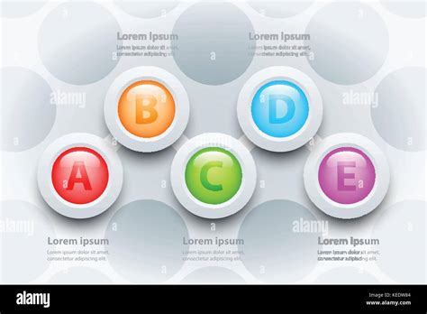 colorful five topics 3d paper circle in sequence timeline on pattern