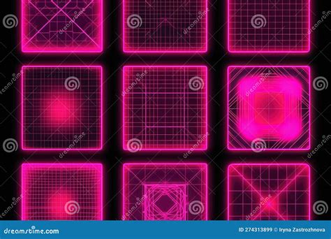 Geometry Wireframe Shapes And Grids In Neon Pink Color S Y K Retro Futuristic Aesthetic