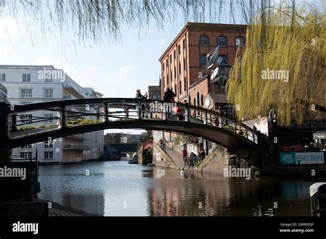 Bridge Over Regents Canal At Camden Lock Camden London Uk Stock
