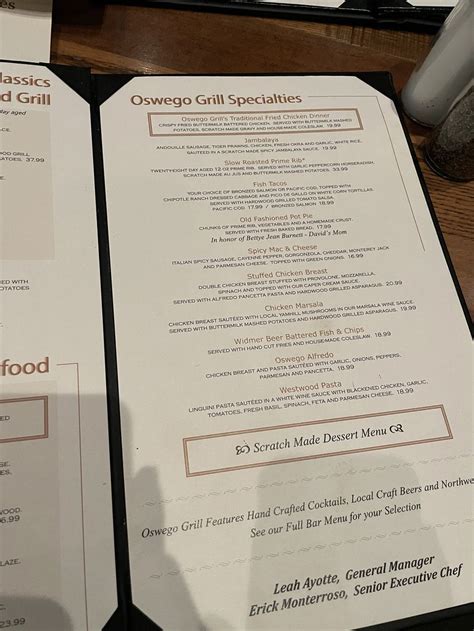 Oswego Grill Beaverton Menu Updated 2026