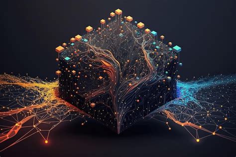 Premium Photo Neural Network 3d Illustration Big Data And Cybersecurity Data Stream