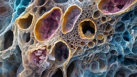 Microscopic Photography Section Of Lung Tissue Alveoli Structure Visible Cell Details