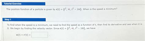 solved tutorial exercisethe position function of a particle