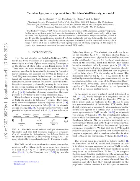 Pdf Tunable Lyapunov Exponent In A Sachdev Ye Kitaev Type Model