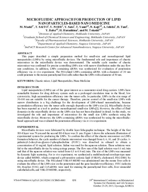 Pdf Microfluidic Approach For Production Of Lipid Nanoparticles Based